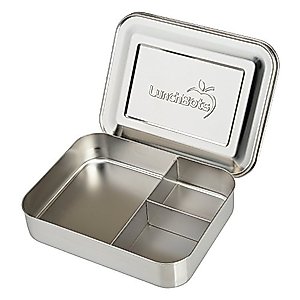 LunchBots Large Trio Stainless Steel Lunch Container -Three Section Design for Sandwich and Two Sides - Metal Bento Lunch Box - Eco-Friendly - Stainless Lid - Staineless Steel