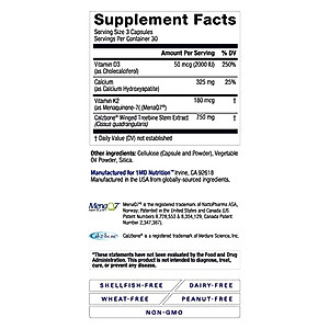 1MD Nutrition OsteoMD for Comprehensive Bone Support - Calcium Supplement for Women and Men - Promote Bone Density w/Calcium with Vitamin D - Calcium Hydroxyapatite w/Vitamin D3 & K2-90 Capsules