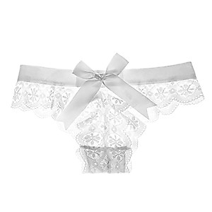 Underwear Women G String Thongs for Women Sexy Slutty Low Waist Floral Lace Comfortable T-Back Tangas Breathable Stretch Oversize Underwear Womens Underwear White
