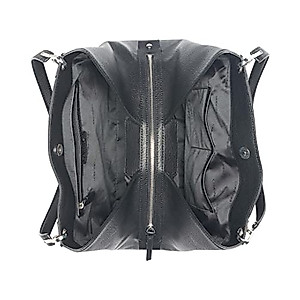 Calvin Klein Reyna Novelty Large Triple Compartment Shoulder Bag, Black/Silver Combo