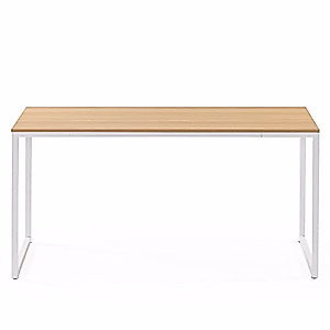 ZINUS Jennifer 63 Inch White Frame Desk, Computer Workstation, Office Desk, Easy Assembly, Natural