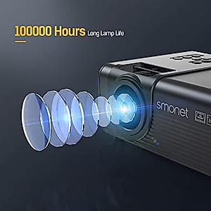 SMONET WiFi Bluetooth Native 1080P Mini Projector 4K Supported 9500L Movie Projector for Ourdoor Use Home Video LED Phone Projector Compatible with Phone TV Stick Laptops PC HDMI VGA USB TF DVD