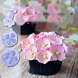 KALAIEN 3pcs Hydrangea Flower Fondant Cake Decorating Sugarcraft Cake Plunger Cutters Mould