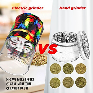 Electric Herb Grinder Portable Mini Spice Crusher Grinders with 2PCS 1.7oz/50ml Glass Jar Herb Chamber USB Rechargeable Automatic Herbal Grinder