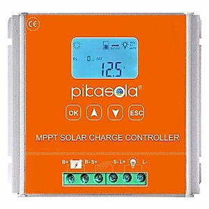 Pikasola 40amp MPPT Solar Charge Controller, Auto 24V 12V Battery Regulator with LCD Display, Mppt Charge Controller for Solar Panels, Suit Lead-Acid & Lifepo4&Lithium Battery