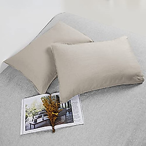 PHF 100% Linen Pillowcases Standard Size, Set of 2, No Insert, Washed French Flax Pillow Cases with Envelope Closure, Luxurious Breathable Comfy Pillow Shams, 20" X 26", No Filling, Linen Basic