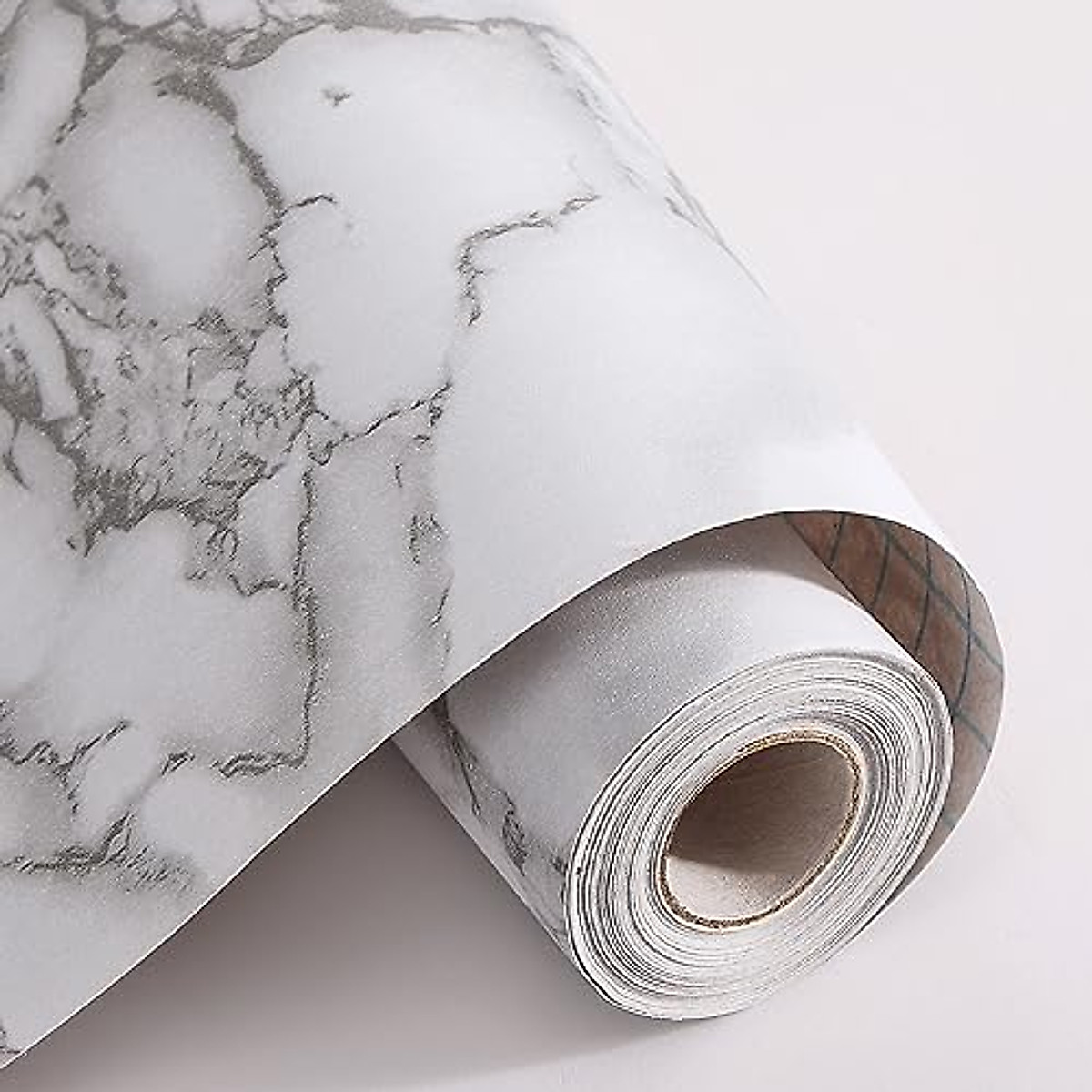 HATOKU 17.7" x 355" Glossy Marble Peel and Stick Wallpaper, Contact Paper for Cabinets, PVC Self Adhesive Wallpaper for Desk Drawer Shelf Liner