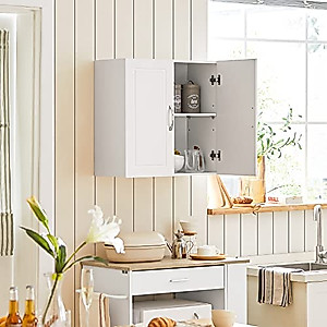 Haotian FRG231-W, White Kitchen Bathroom Wall Cabinet, Garage or Laundry Room Wall Storage Cabinet, White Stipple, Linen Tower Bath Cabinet, Cabinet with Shelf