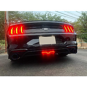 iJDMTOY Smoked Lens LED Rear Foglamp Compatible With 2015-2017 Ford Mustang, Full Red LED Tail Light Assembly Functions as Reverse Light & Rear Fog Light