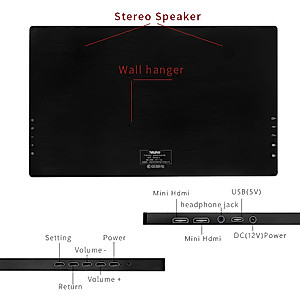 Thinlerain 13.3 Inch FHD 1080p Portable Monitor with IPS, Eye Care, Travel Monitor with Dual Mini HDMI, Second Screen Built in Dual Speakers & Stand, External Monitor for PC Phone, CNC Metal Case