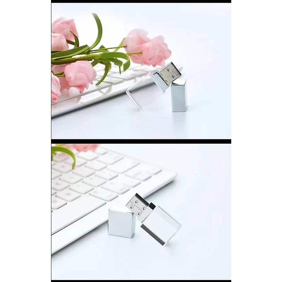 New Crystal Transparent Rectangle Genuine USB Flash Drive Wedding Gift Pen Drive,Silver