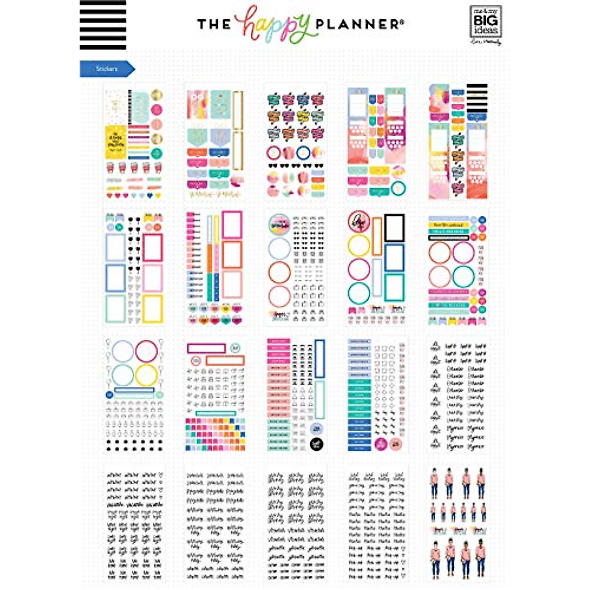 me & my BIG ideas Accessory Book Bundle - The Happy Planner Scrapbooking Supplies - Super Mom Theme - 4 Sticky Note Pads & 1 ListPad - Multi-Color & Gold Foil Stickers - 20 Sheets, 952 Stickers Total