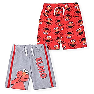 Sesame Street Boys Elmo 2 Pack Shorts for Baby Boys and Toddler Boys – Red/Grey