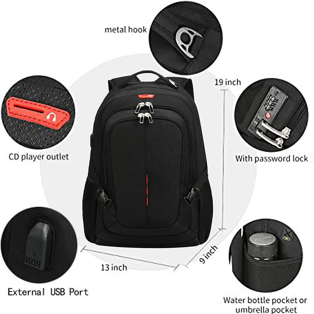Sowaovut Travel Laptop Backpack Anti-Theft Bag with usb Charging Port and Password Lock Fit 15.6 Inch Laptops for Men Women College School Student Gift
