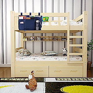 Bunk Bedside Caddy - Hanging Storage Organizer for Books, Phones, Tablets, Accessory and TV Remote - Best for Headboards, Bed Rails, Dorm Rooms, Bunk Beds, Apartments, Bathrooms & Travel (Blue)