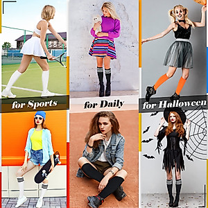 Olreco White Knee High Socks Knee High White Socks Long White Socks White High Socks White Knee Socks for Women High Knee Socks