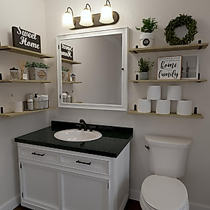 WOPITUES Wood Floating Shelves Set of 6, 24 inch Long Floating Shelves for Wall Decor, Farmhouse Shelf for Bedroom, Bathroom Storage Shelves, Book Shelves for Living Room - Rustic Brown