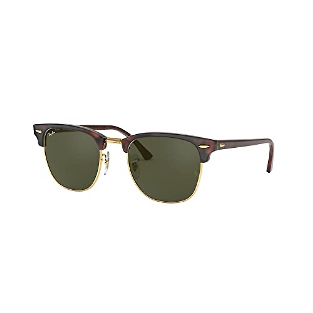 Ray-Ban RB3016 Clubmaster Square Sunglasses, Mock Tortoise On Gold/G-15 Green, 49 mm