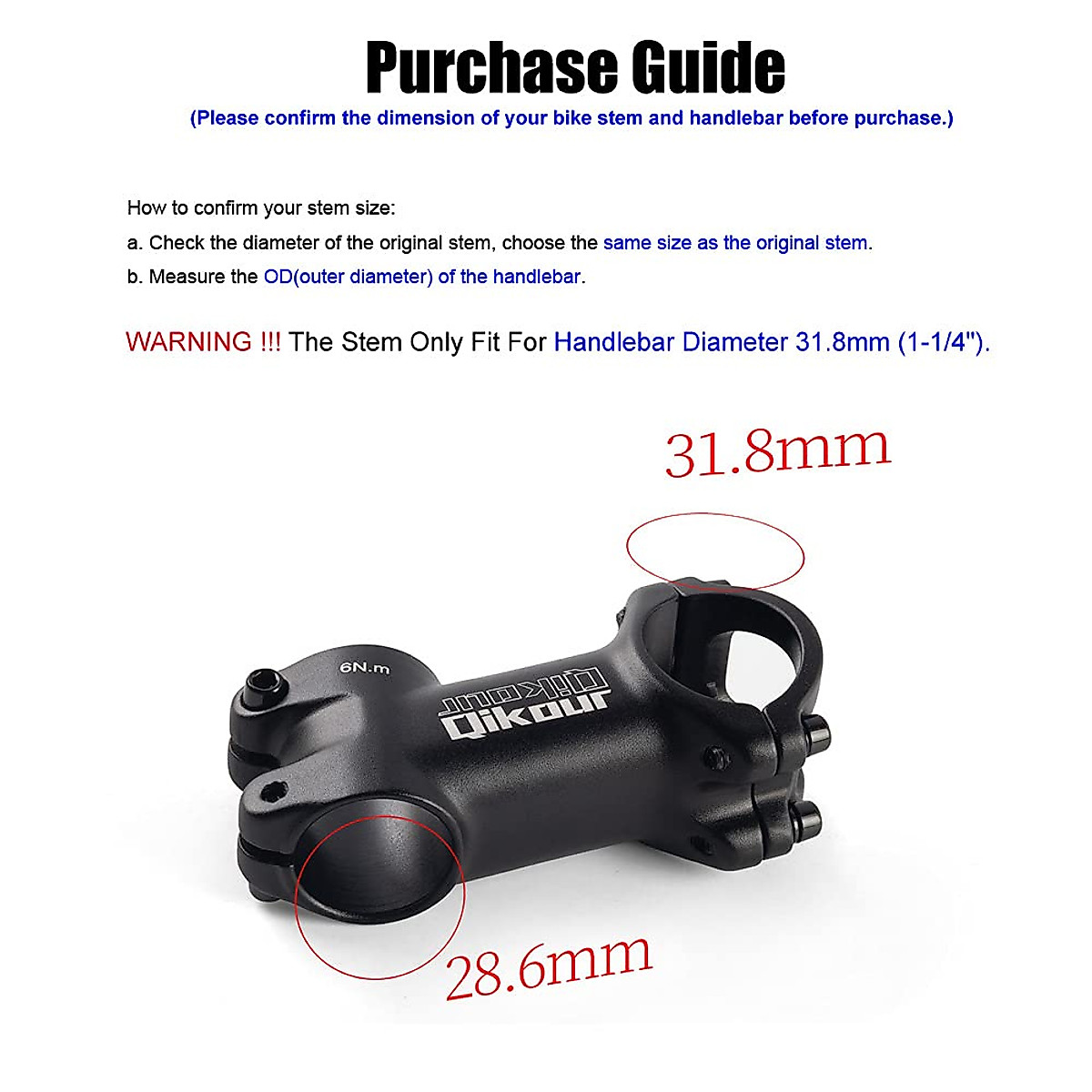 Bike Stem 31.8 Bicycle Stem 17 Degree Handlebar Riser Extender for Road Bike, Mountain Bike, MTB, BMX, Cycling (Only Fit 1.25"/31.8mm Handlebar) (31.8 x 100mm)