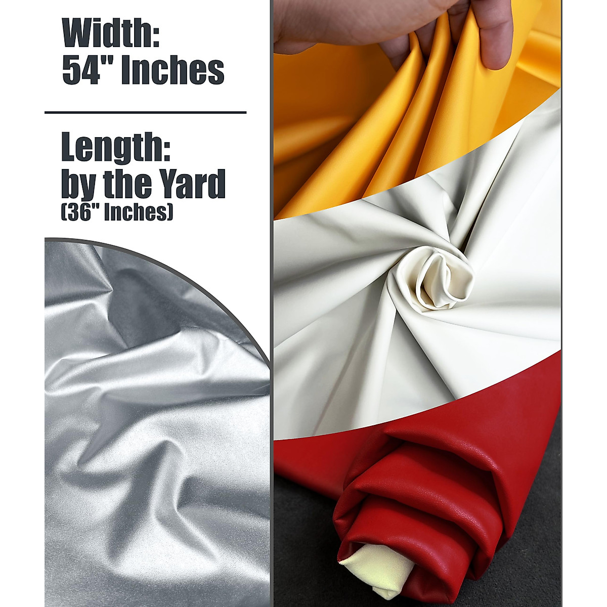 4-Way Stretch Vinyl Clothing Fabric Apparel Flexible Lightweight (16oz per Yard) PU Faux Leather 54" Wide Sold Continuous Yard - Strong Stretch Rebound, Create Outfits, Water Resistant, Stretch-White