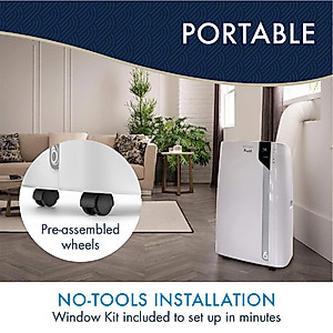 DeLonghi PAC360LVYN WH Pinguino Portable Air Conditioner in White with 6800.0 BTU Cooling Power, Remote Control, Dehumidifier and Portable Design