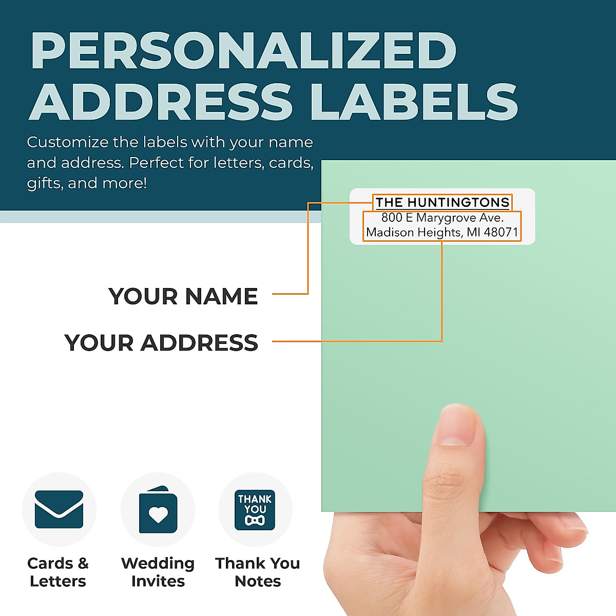 Personalized Return Address Labels - Custom Address Stickers on Sheets (50-1000 Labels) (Black and White)