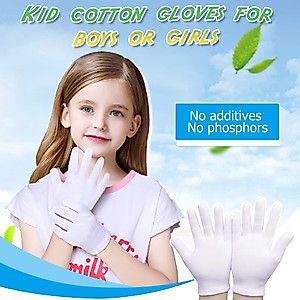 24Pcs Moisturizing White Cotton Gloves for Dry Hands Eczema Gloves for Kid and Women Stretchable Reusable Cloth Gloves(S)