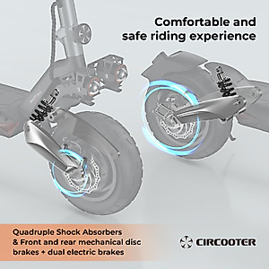 Circooter Raptor Pro Electric Scooter Adult with Smart APP, 1600W Motor, 31 Miles Range, 28 Mph Top Speed Off Road Electric Scooter with Dual Charging Ports, Storage Bag - Raptor Pro