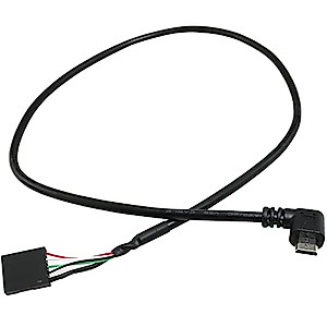 BAIRONG 90 Degree Right Angle Micro USB Male to 5 Pin Motherboard Female Adapter Extended Cable 50CM, Black