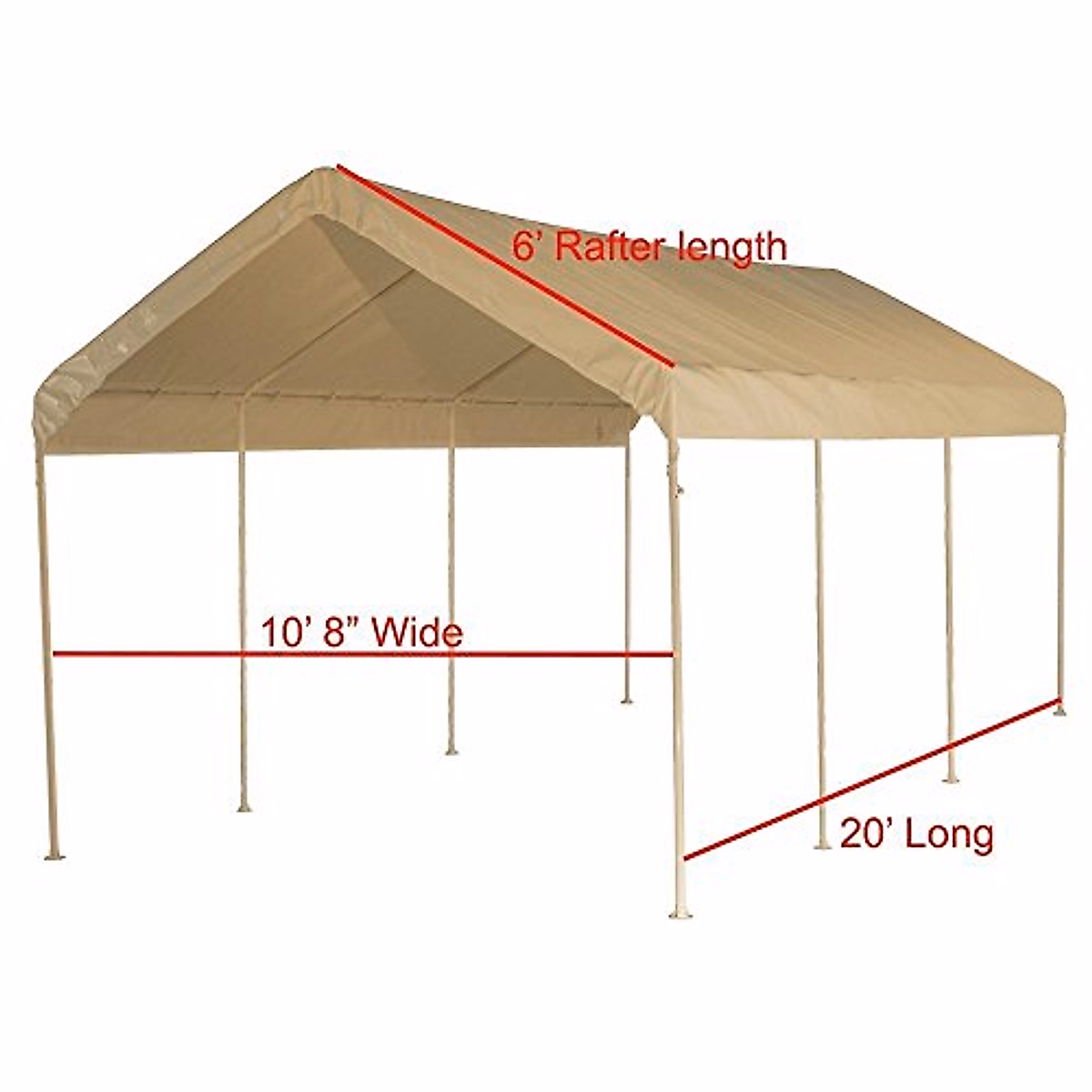Costco Heavy Duty Roof Cover Top Replacement for Carport Canopy Shelter Canvas 10' x 20' feet Waterproof/UV-Resistant (Cover Only, Frame Not Included) Car port