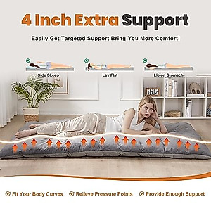 SINWEEK 4 inch Japanese Futon Mattress Foldable Floor Couch Tatami Mat for Adults, Guest Sleeping Pad, and Camping Bed