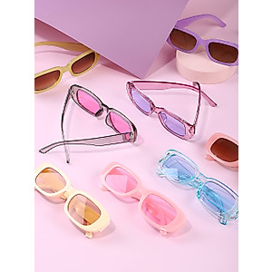 Aodaer 24 Pairs Women Small Rectangle Sunglasses Vintage Square Eyewear Retro Wide Square Frame Sunglasses for Outdoor