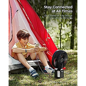 Airbition 10" Portable Pedestal Fan, 10000mAh Rechargeable Table Fan with 7 Speeds, Oscillating Standing Fan with Timer for Bedroom, Office, Camping