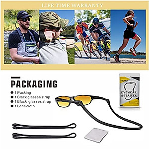 KECHIO Glasses Strap Lightweight Silicone Eyeglasses String Strap Holder Eyewear Retainer Sports Sunglasses Chain Men Women 2PCS(Black/Black)