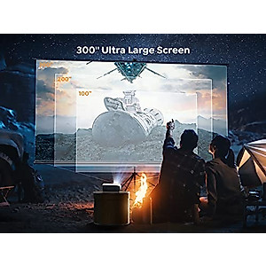 Projector with WiFi and Bluetooth, 4K Support Native 1080P Outdoor Projector YABER V8 15000 Lumens 450 ANSI 300" Display, 4P 4D Keystone&Zoom Portable Movie Projector for HDMI VGA USB iOS Android
