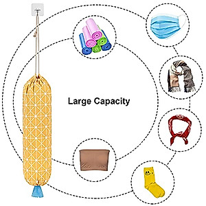 2 Pcs Plastic Bag Holders for Grocery Bags Large Plastic Bag Organizer Grocery Bag Dispensers Trash Bag Storage Holder for Office Kitchen Home (Yellow Rhombus, White Check)