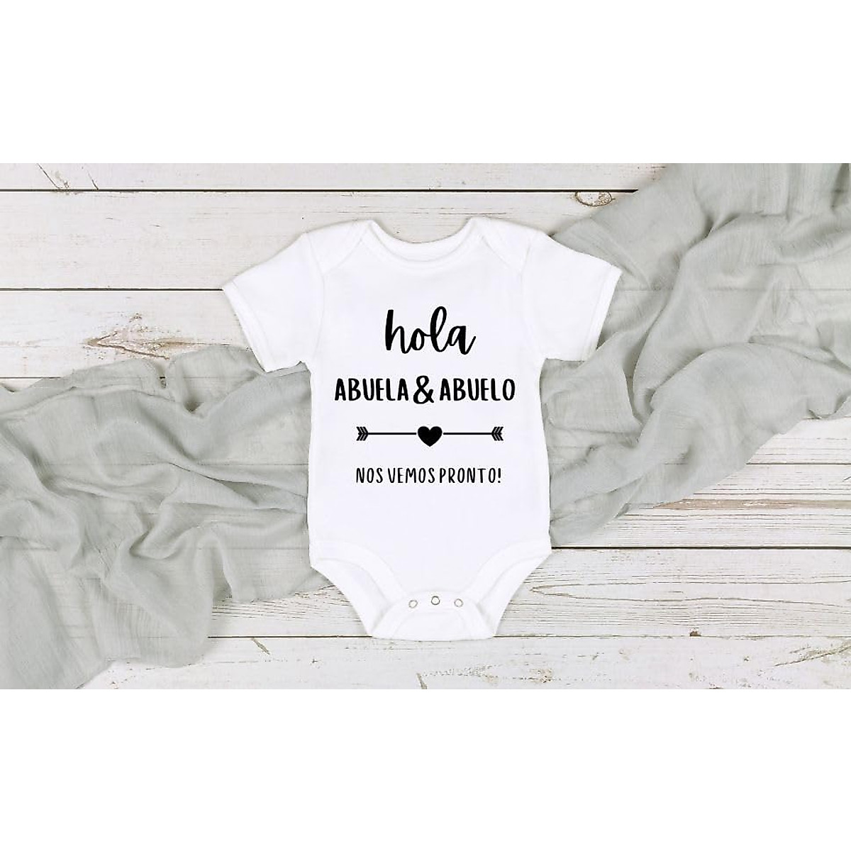 Generic Hola Abuela & Abuelo Nos Vemos Pronto Baby Bodysuit | Pregnancy Announcement Jumpsuit New to the Family (Size 0-3 Months), White