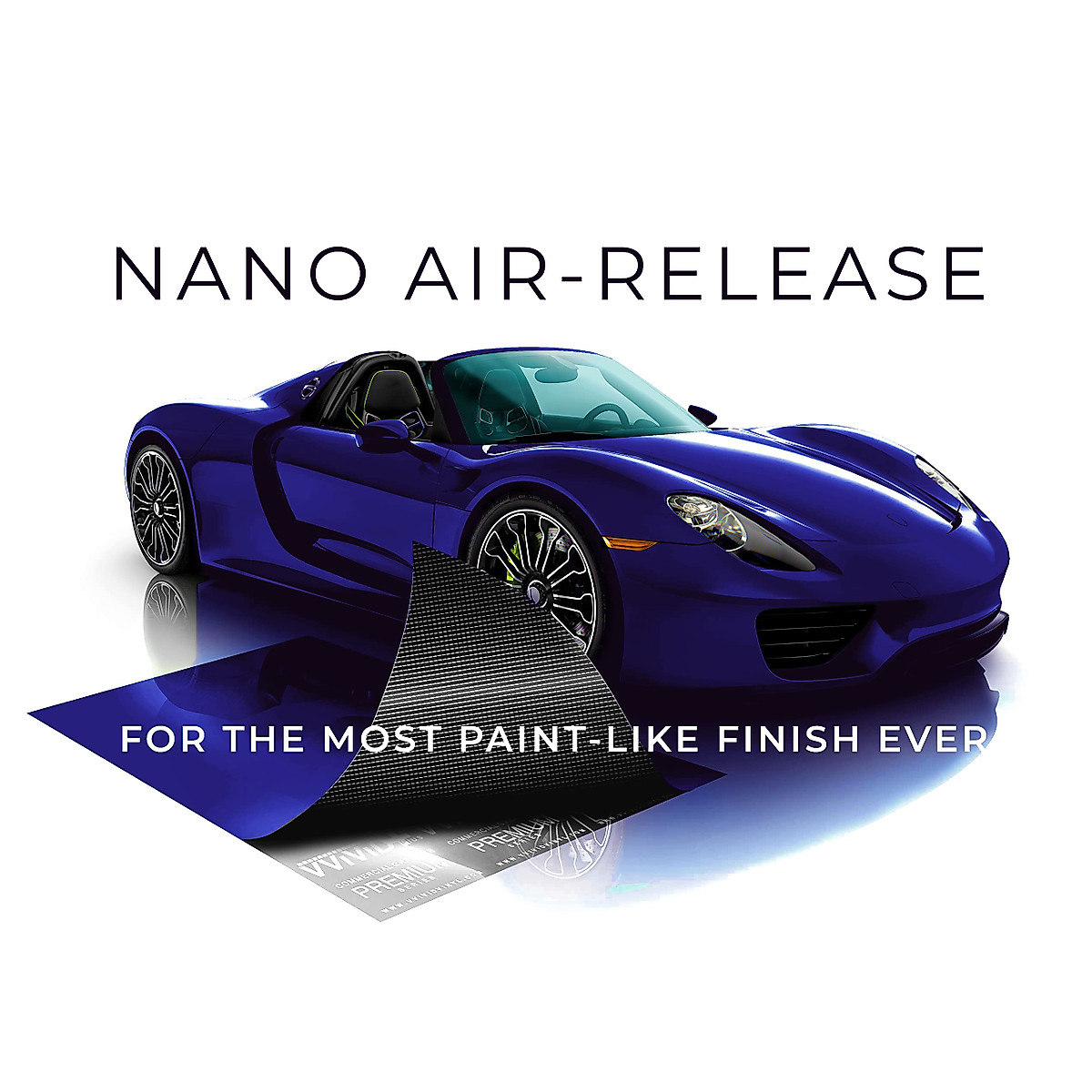 VViViD+ Ultra Gloss Neptune Pearl Blue 1.5ft x 5ft Vinyl Car Wrap Premium Paint Replacement Film Roll with Nano Air Release, Stretchable Cap Liner, Self Adhesive, Indoor Outdoor