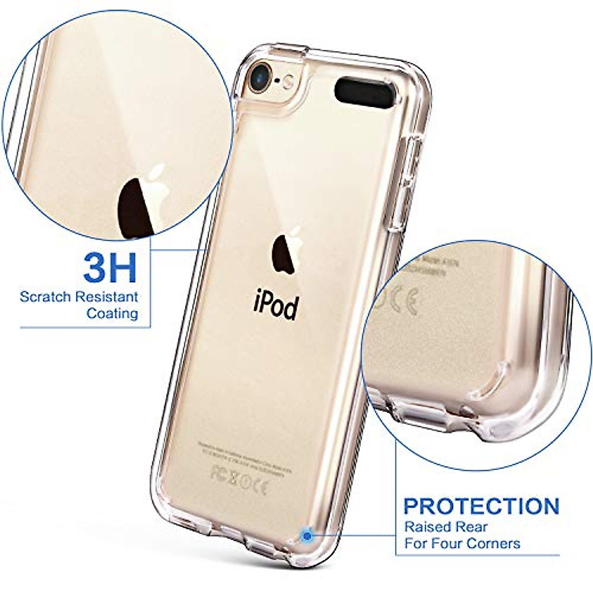 iPod Touch 7 Case Clear,IDWELL Touch 6 Touch 5 Case with 2 Screen Protectors, Clear Slim Soft TPU Bumper Hard Cover for iPod Touch 5/6/7th Generation (Latest Model,2019 Released), HD Clear