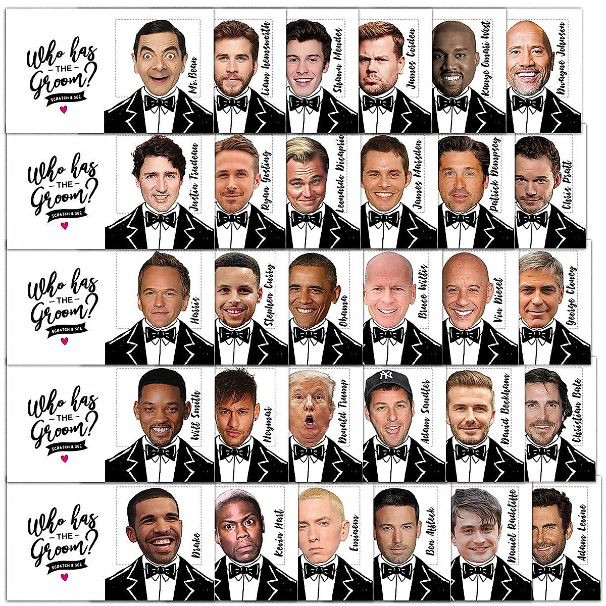 Nopoben Bridal Shower Games - Who Has The Groom Scratch Off Celebrity Cards, Bachelorette Party Games Supplies – 36 Cards(XL01-baica)