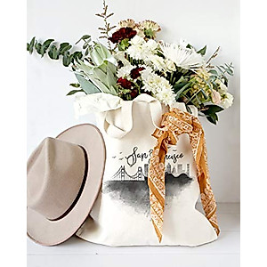 The Cotton & Canvas Co. San Francisco Cityscape, Souvenir, Beach, Shopping and Travel Reusable Shoulder Tote and Handbag