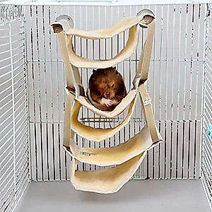 Mipcase Chinchilla Hanging Layer Hedgehog Hamster Yellow Rat Multi- Pet Accessories Glider Little Perched Small Gerbil Multi-Layer Pig Bed Super Hammock Multi Guinea House Warm for