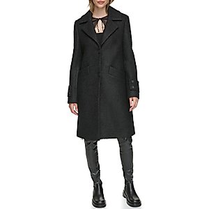 Marc New York by Andrew Marc Women's Wool Regine Slim Coat, Black, Medium