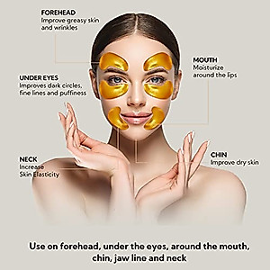 uniddis 24K Gold Under Eye Hydrogel Mask for Dark Circles, Fine Lines & Puffy Eyes | Infused with Collagen & Hyaluronic Acid | 100% Natural, Cruelty Free & Vegan | 20-PAIRS