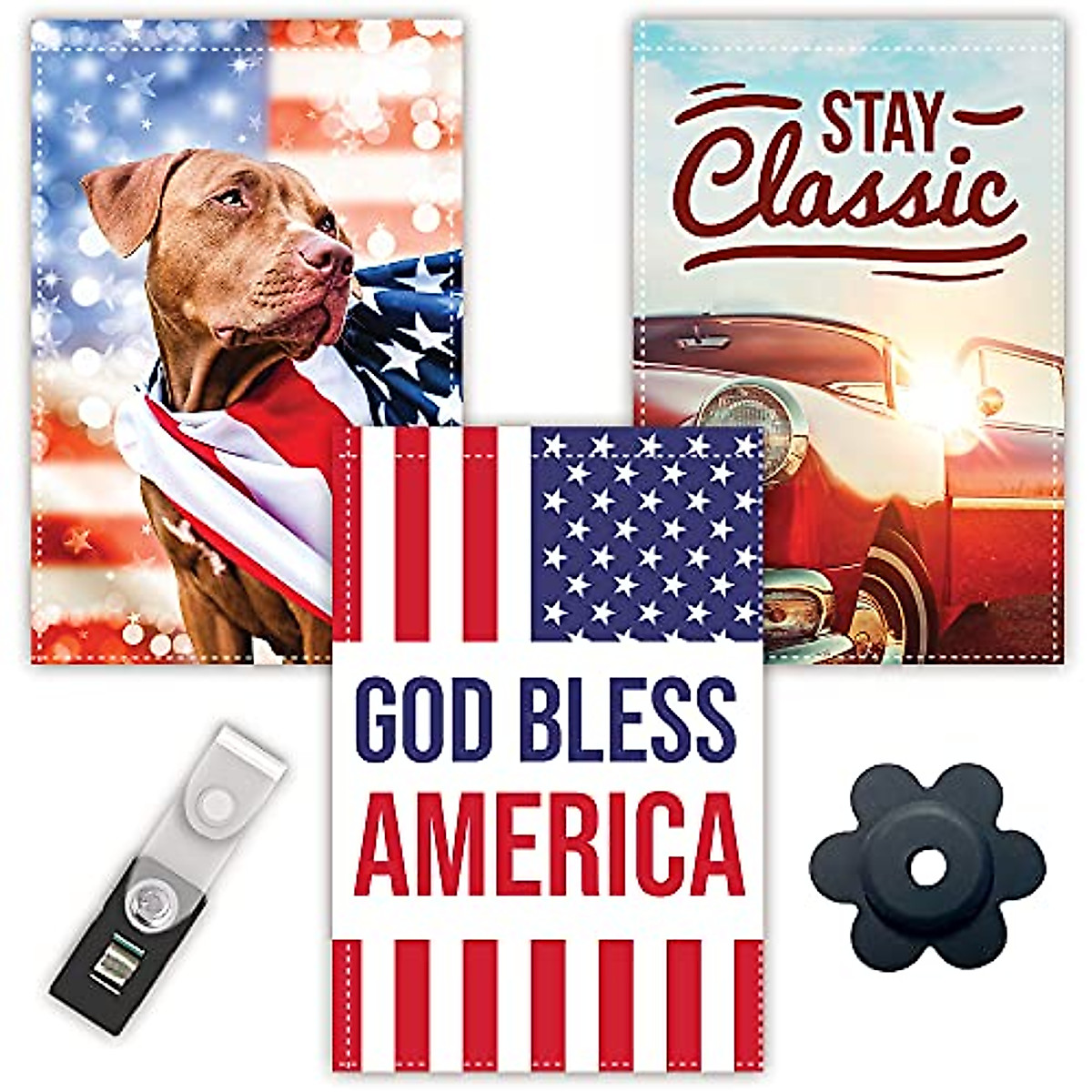 Outdoor Flags 20 PC Garden Flags Set with Anti-Wind Clip and Stopper,12x18 Inch Durable Polyester Garden Flags Set,Holiday Garden Flags Assortment Sets,Garden Flag Pack,Small Garden Flags,Lawn Flags