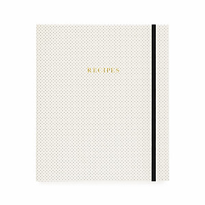 Sugar Paper Cream & Black Swiss Dot Recipe Book with Page Dividers and Guided Pages To Record and Organize Your Favorite Recipes