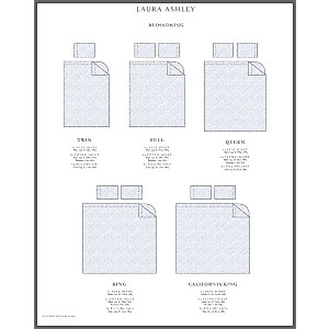 Laura Ashley - Full Sheets, Soft Sateen Cotton Bedding Set - Sleek, Smooth, & Breathable Home Decor, Dorm Room Essentials (Blossoming Blue, Full)