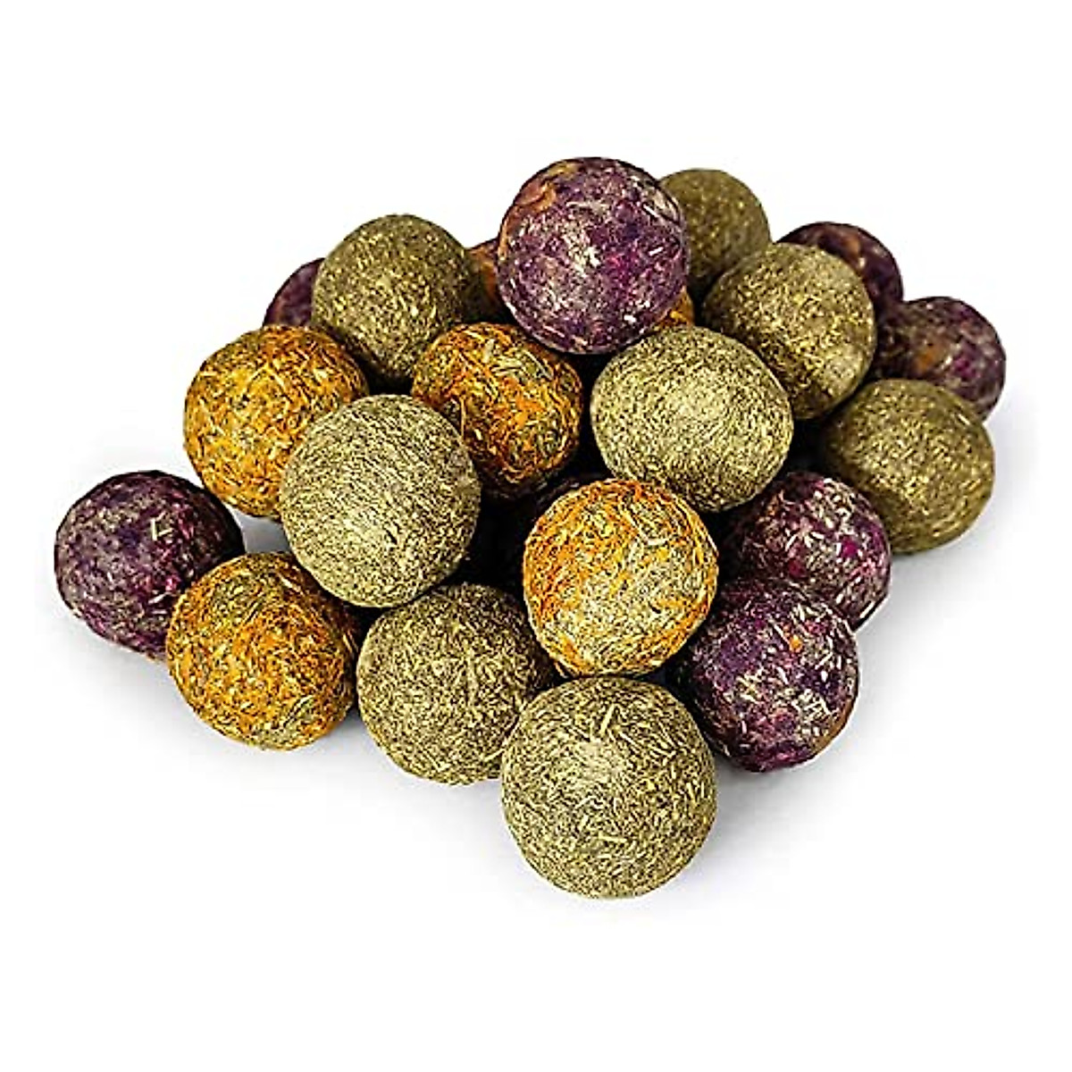 Hamiledyi Rabbit Chew Toys,Timothy Hay Ball Natural Flower Flavored Bunny Chew Treats Molar Snacks for Guinea Pig Chinchilla Gerbil Squirrel Teeth Grinding(34 Pcs)