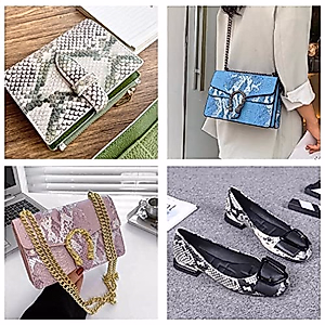 HYANG Snake Embossed Black PU Faux Leather Sheets 1 Rolls 12"X53"(30cmX135cm), Faux Leather Very Suitable for Leather Earrings, Bows, Handbag ，Sewing ，Crafts Making