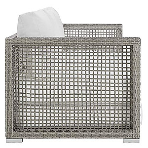 Modway EEI-2923-GRY-WHI Aura Outdoor Patio Wicker Rattan Sofa, Gray White